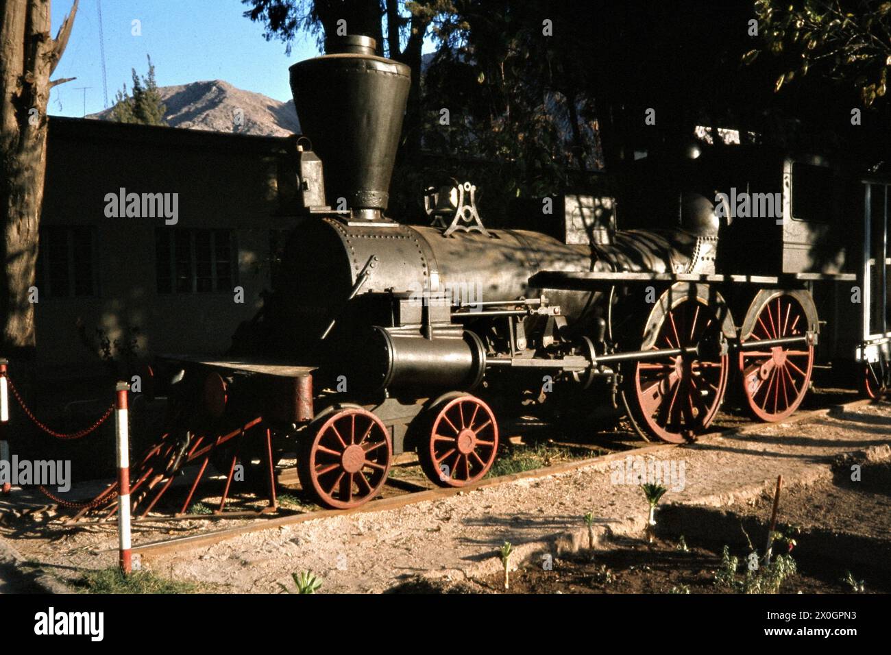 The first locomotive of South America's oldest railway in Copiapo ...