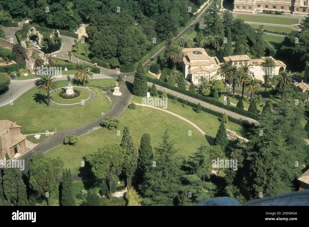 View from the dome of St. Peter's Church to the Vatican Gardens in Rome ...