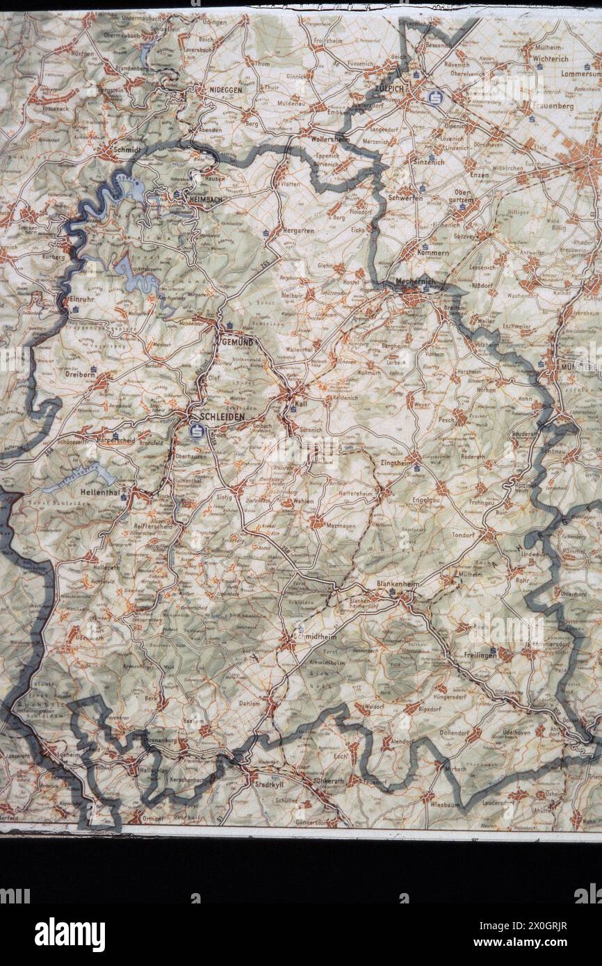 A map of the district of Schleiden. [automated translation] Stock Photo ...