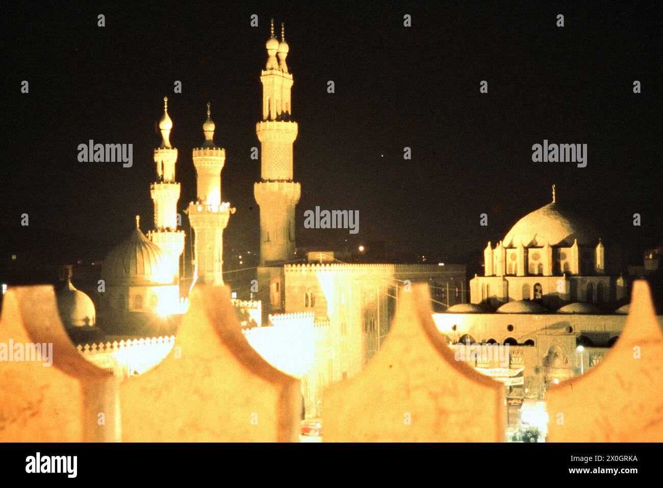 View from the roof terrace of the Hussein Hotel to the Al-Ashar Mosque ...