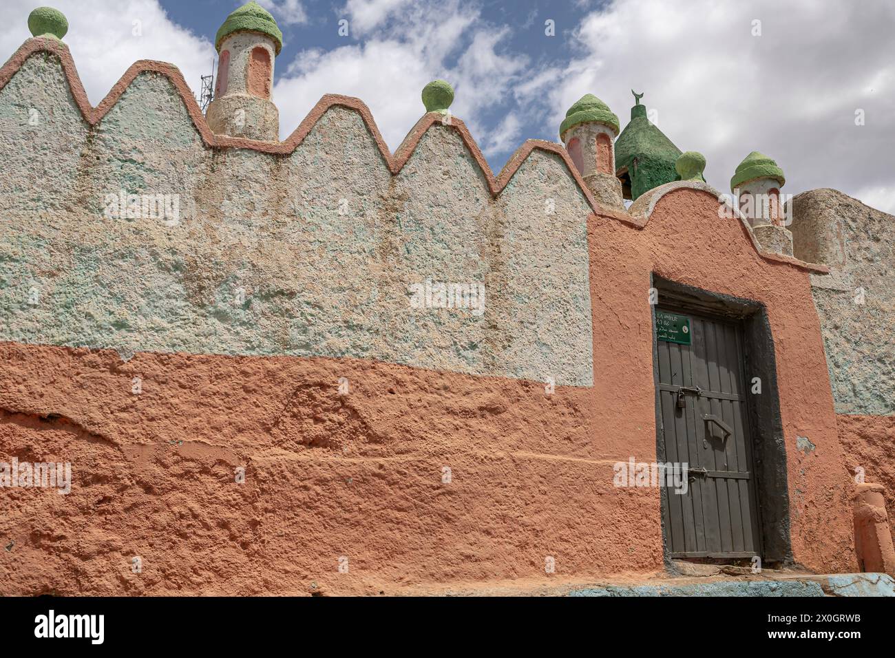 Ethiopia, East Hararghe, Harar, old walled city, small minarets on wall ...