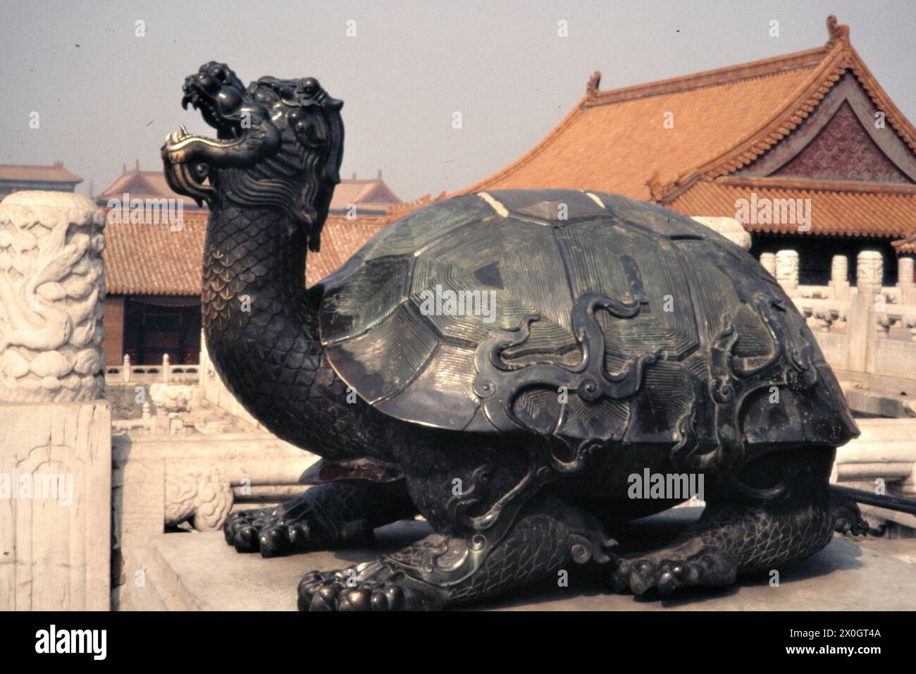 The sculpture of a turtle in front of the Taihe Dian Hall in the ...