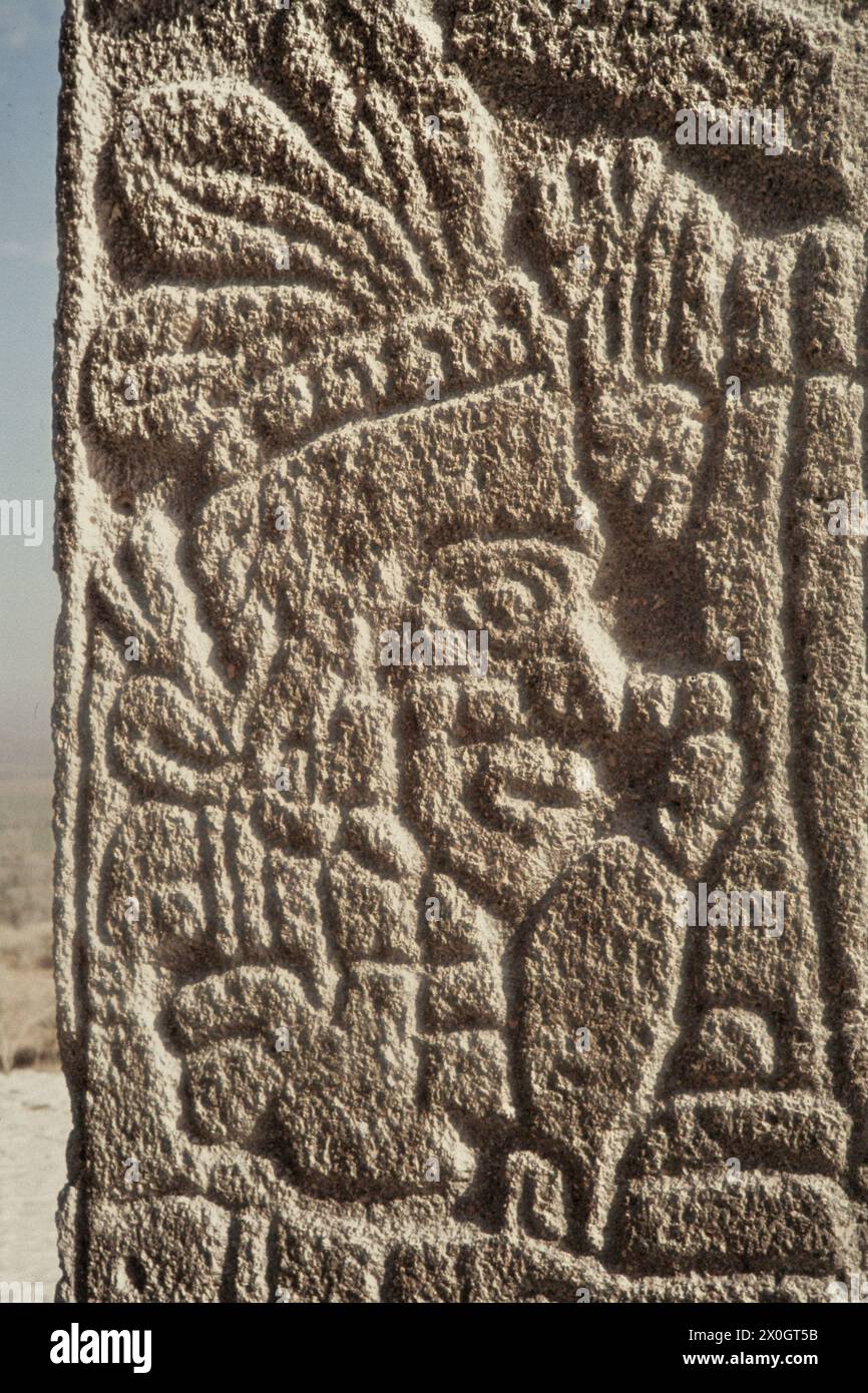 The relief of a warrior on a pilaster of the Temple of the Morning Star ...