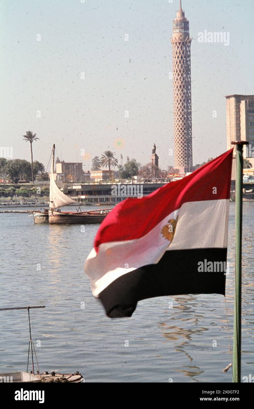 View from the top of the island of Roda on the Cairo Tower with the ...