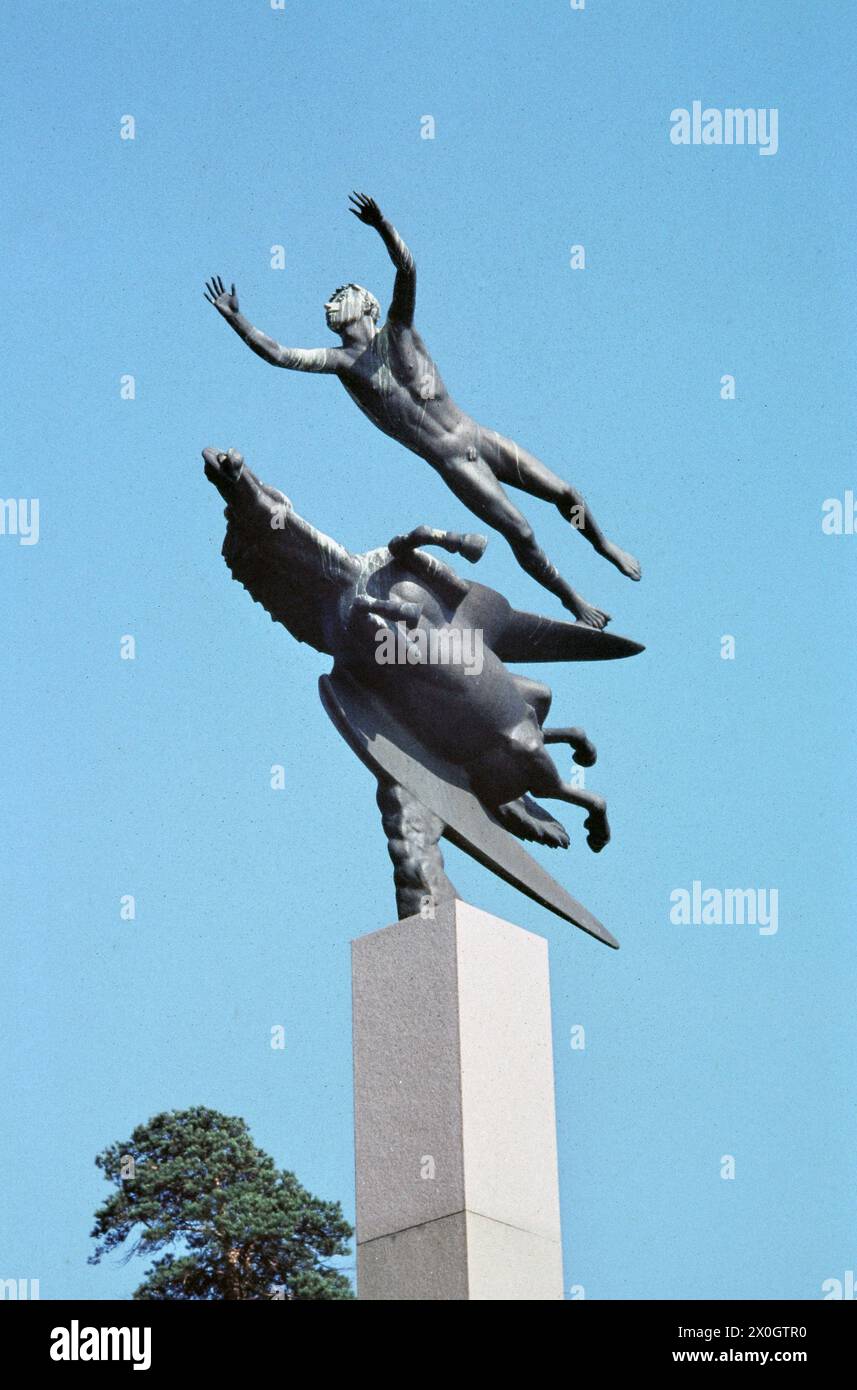 The sculpture of a human with Pegasus - replica of the statue in Des ...