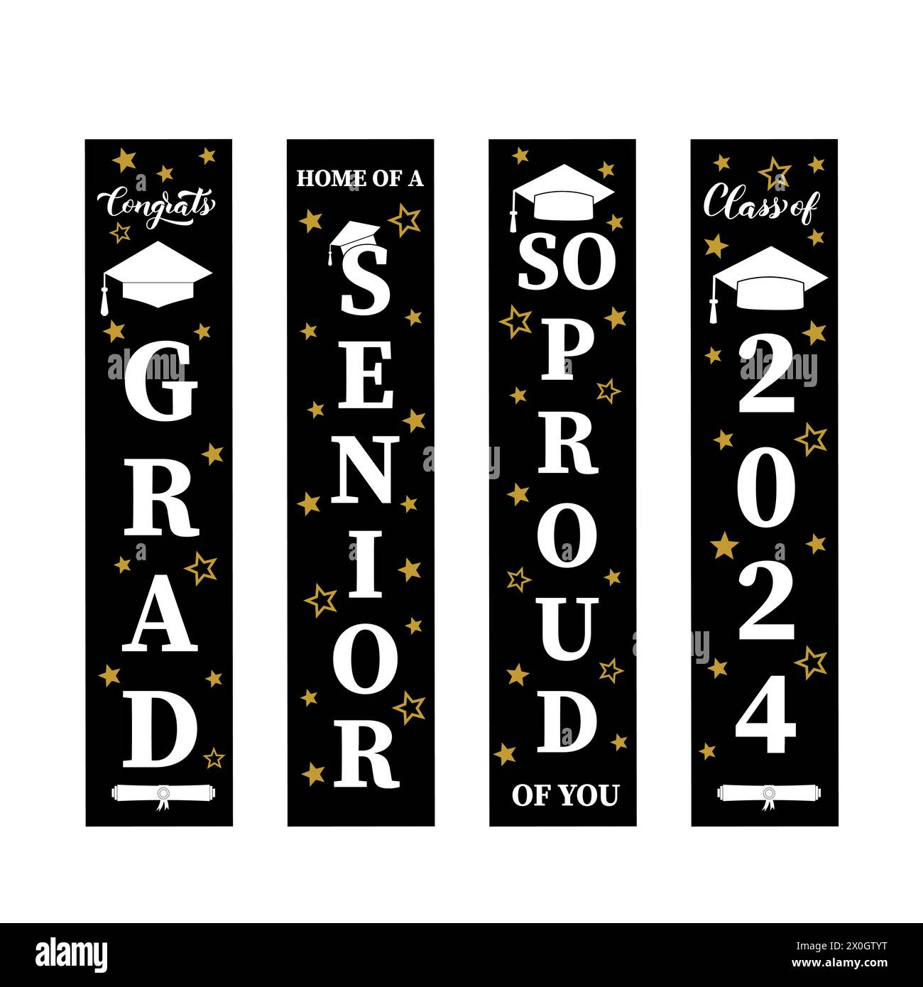 Graduation vertical signs. Graduates class of 2024. Grad party ...