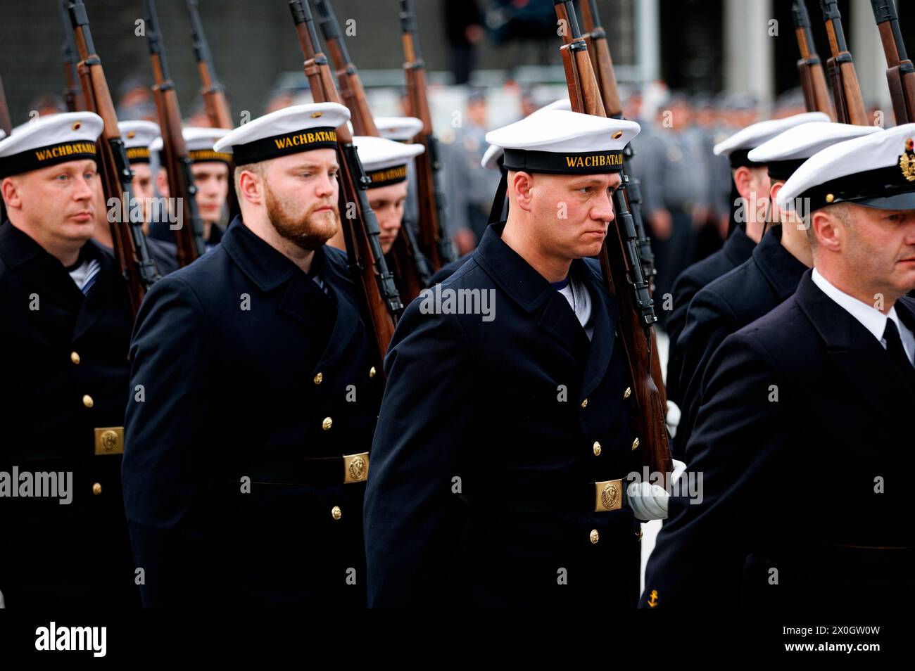 Marines of the Guard Battalion, photographed during the final roll call ...