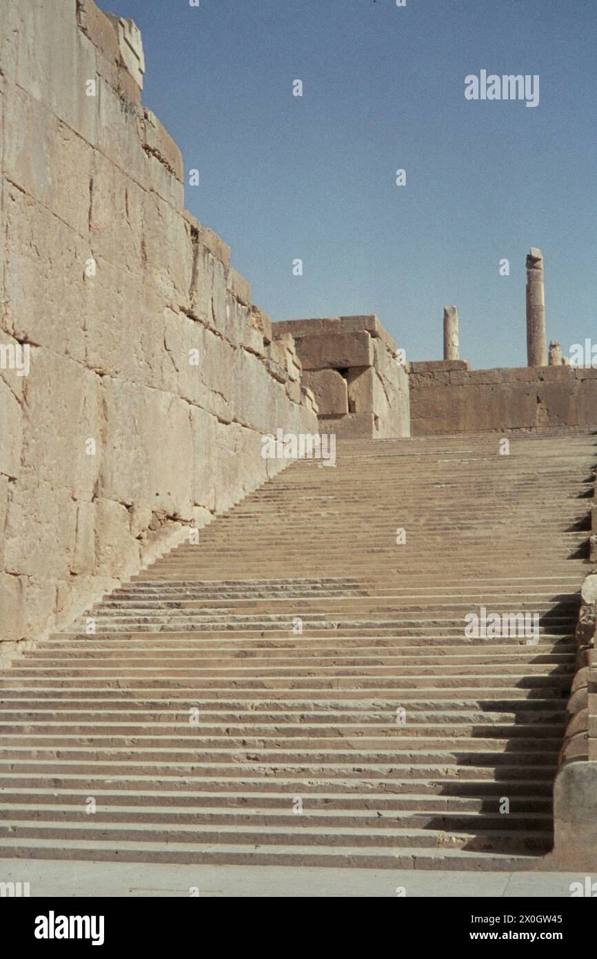 The large open staircase to the terrace of the palace complex in ...