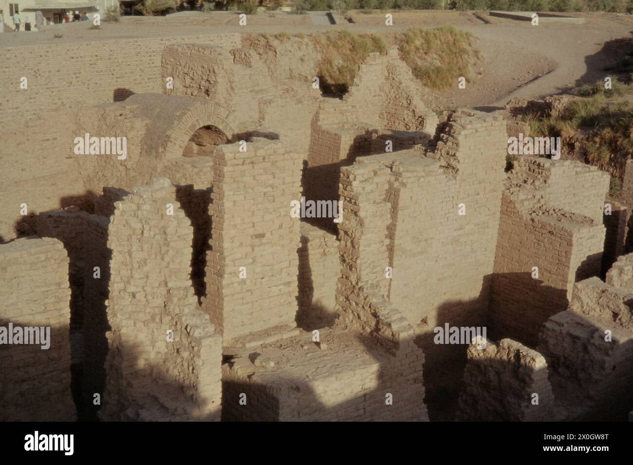 View of the excavated ruins of the southern palace of Babylon ...