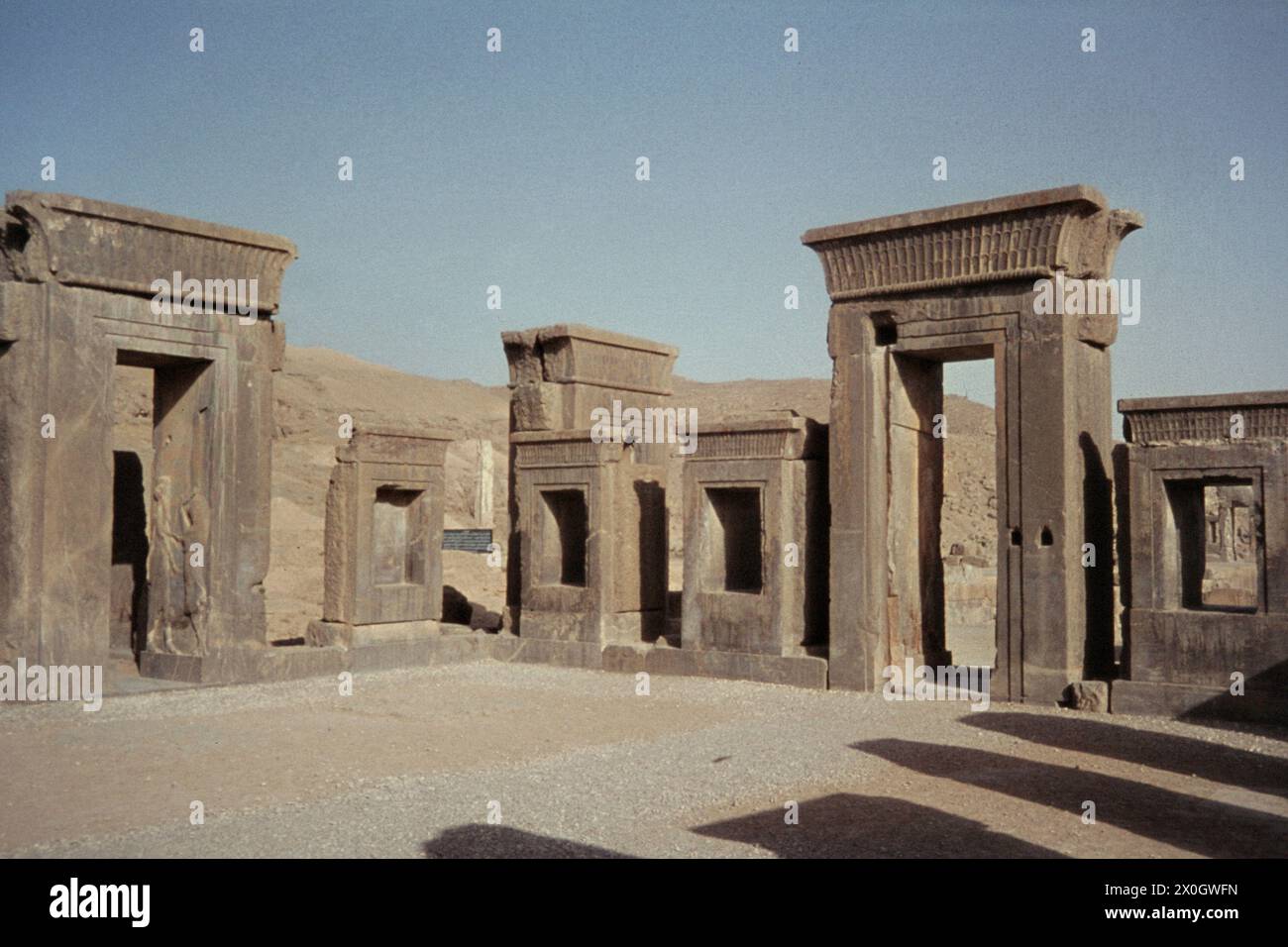 View of the courtyard of the Darius Palace in Persepolis. [automated ...