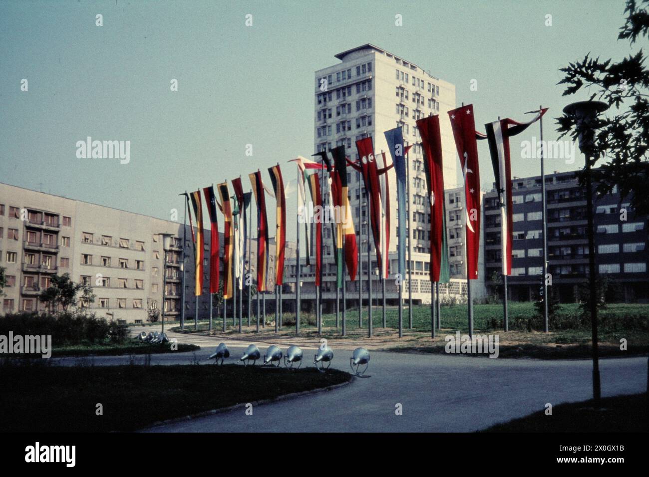 Flags hoisted on the occasion of the meeting of non-aligned states in ...