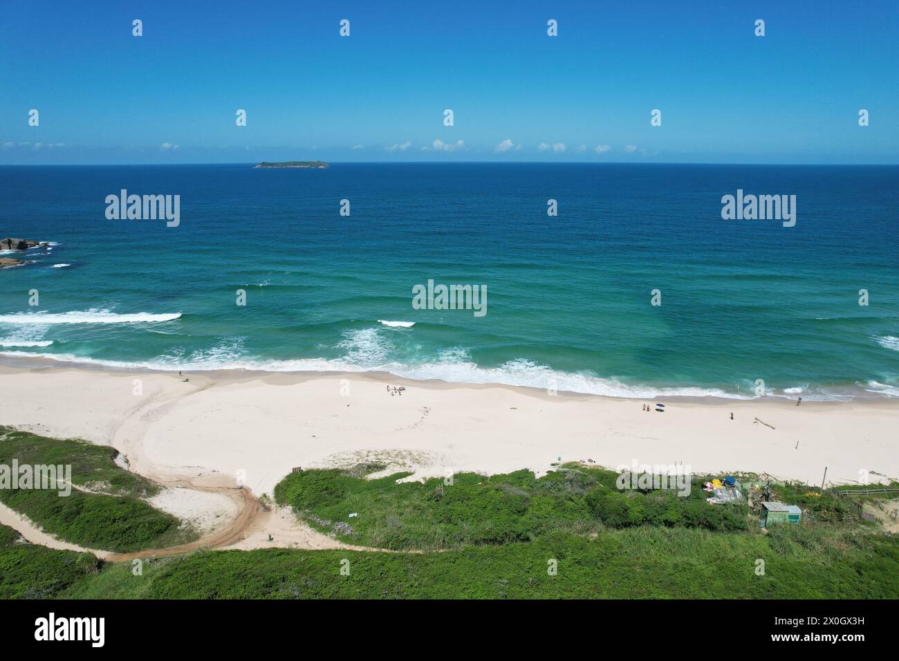 Mole beach aerial view, Florianopolis island, Santa Catarina. Conceicao ...