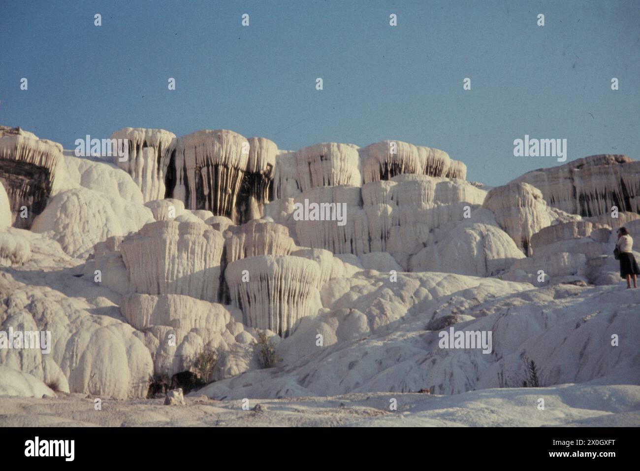 Sinter deposits in the limestone sinter terraces in Pamukkale ...