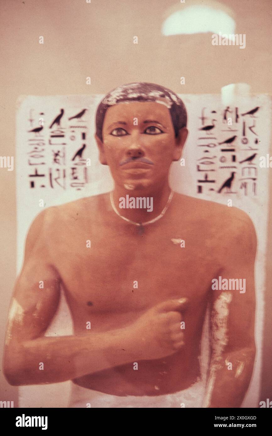 The statue of Prince Rahotep exhibited in the Egyptian National Museum ...