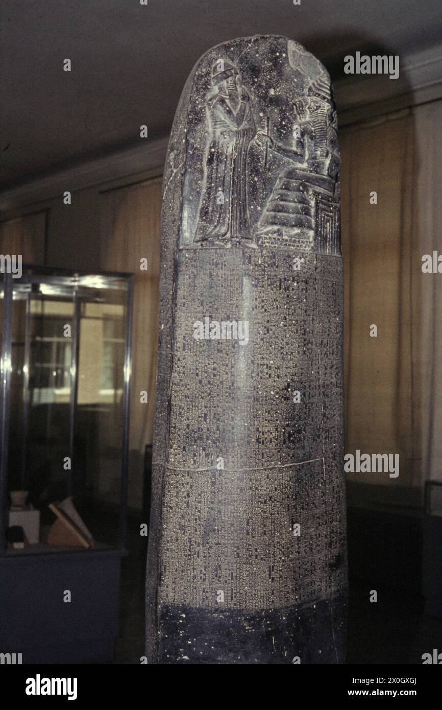 A copy of the law stele of the Babylonian king Hammurapis in a museum ...