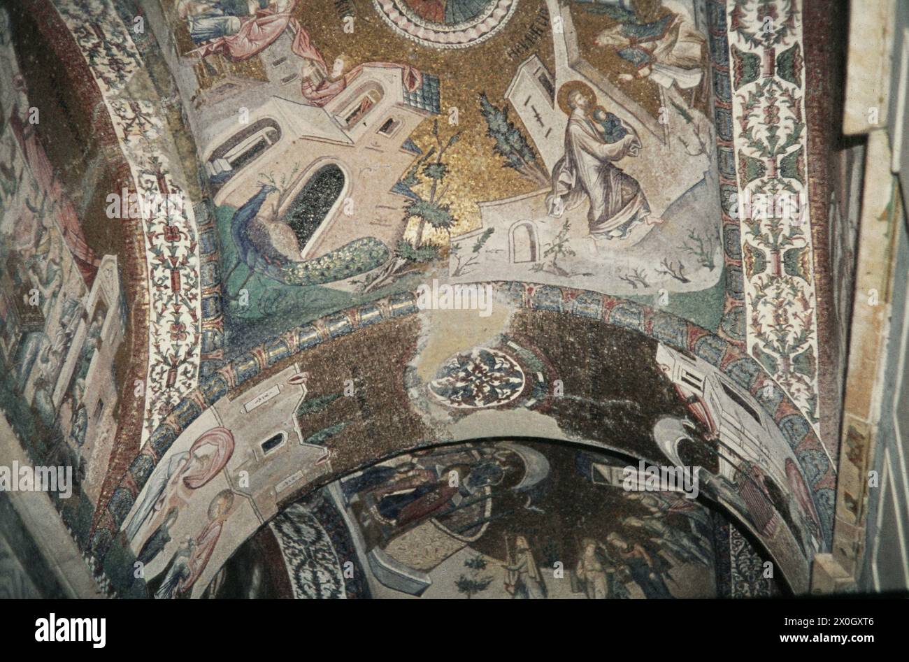 A narthex mosaic of Mary on the ceiling of the Church of the Redeemer ...
