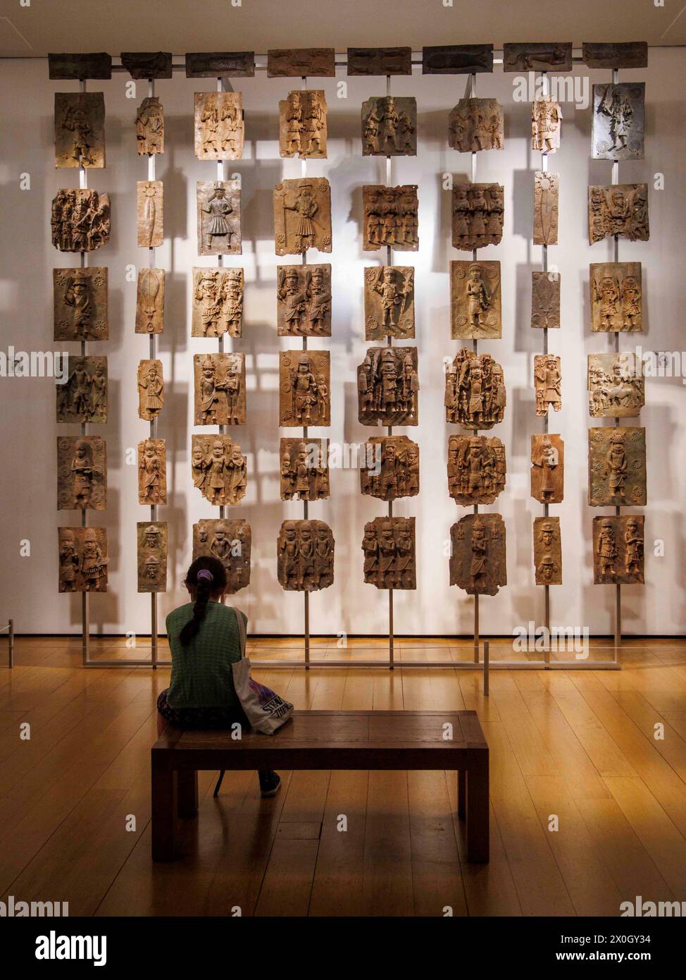 London, UK 12 April 2024 The Benin Bronzes in the Africa section at the ...