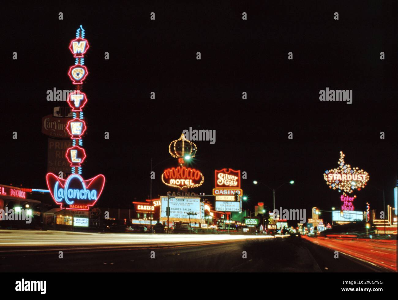 Casinos on the Las Vegas Strip at night, Las Vegas, Nevada, USA ...