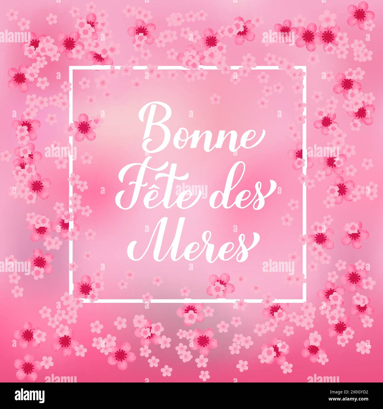 Bonne Fete des Meres calligraphy hand lettering. Happy Mothers Day in French. Greeting card with ...