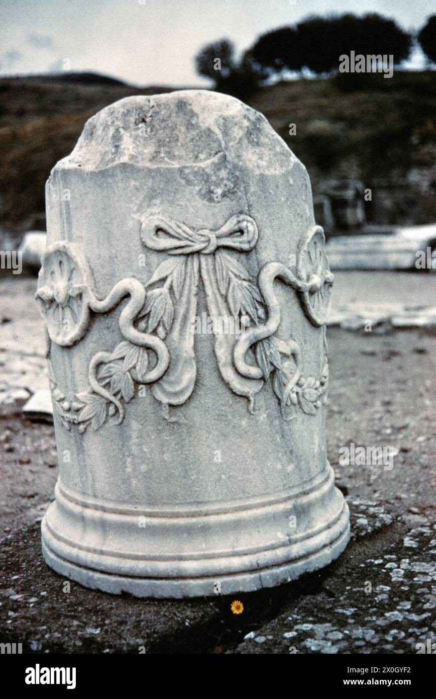 A column stump with relief in the Asklepieion of Pergamon. [automated ...