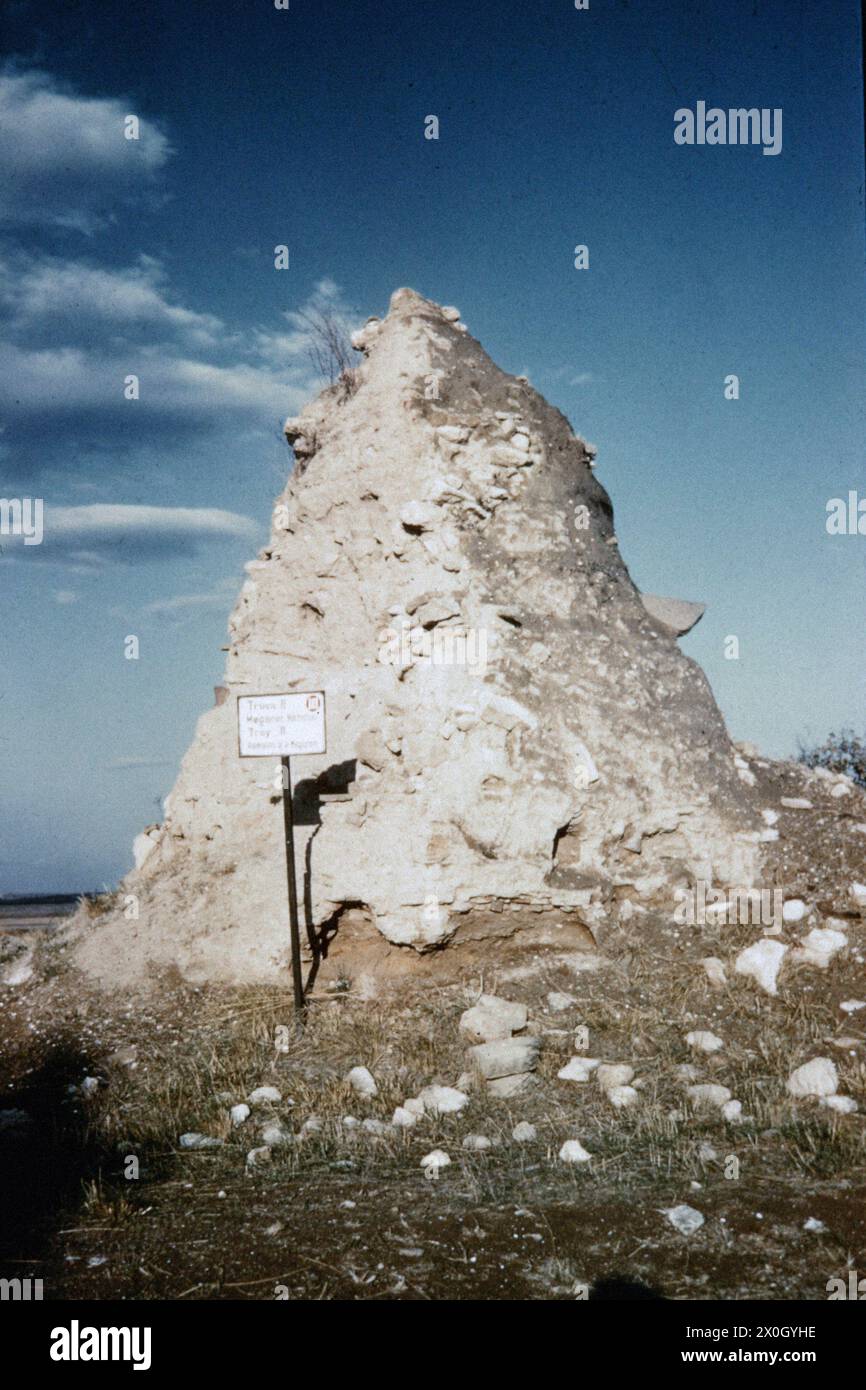 Pyramid of debris in the ruins of the ancient city of Troy. [automated ...
