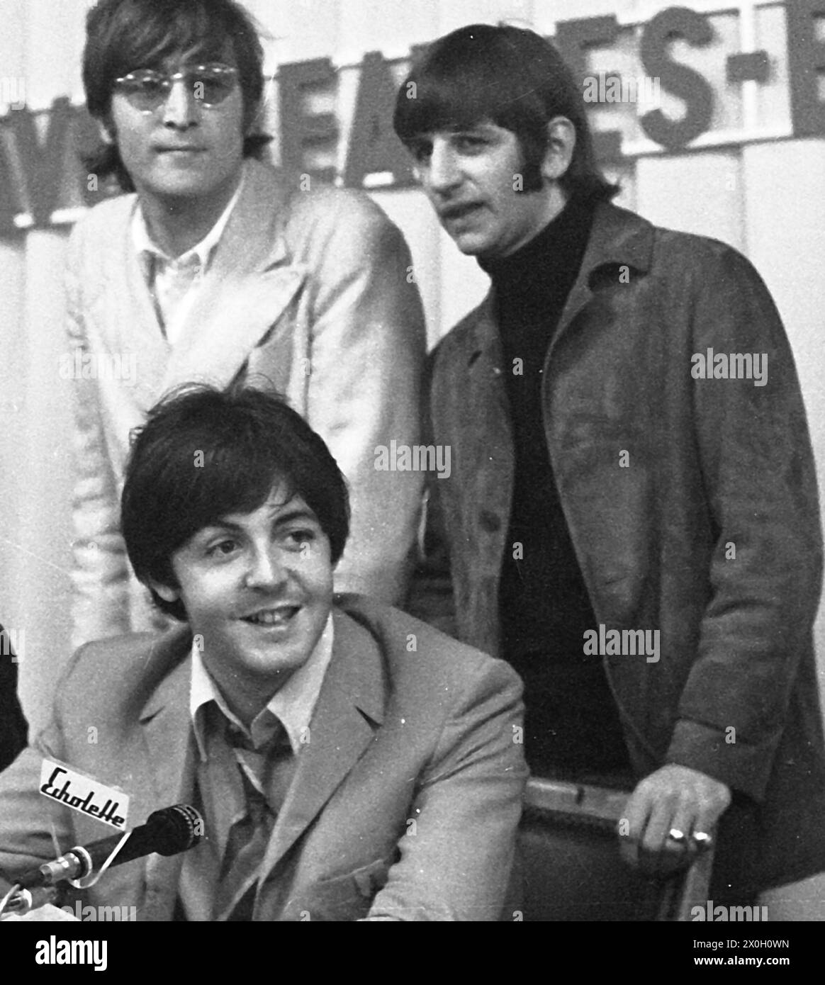 "The rock band ""The Beatles"" at a press conference after their ...