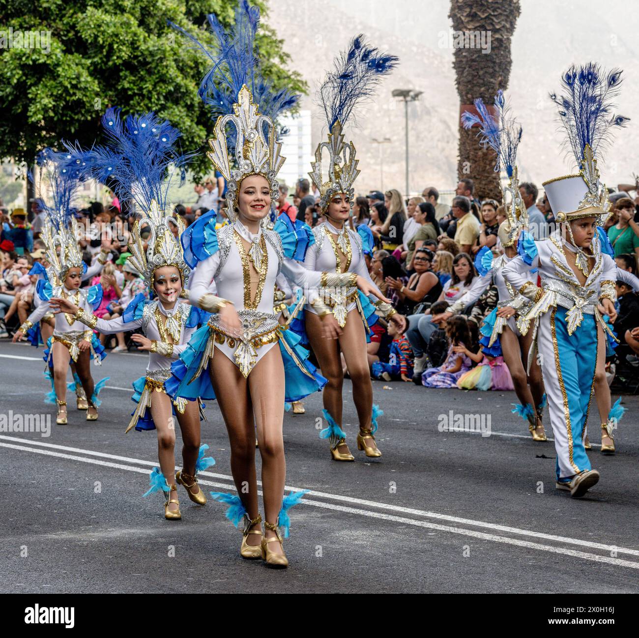 Group of children in very elaborate costumes in the Tenerife carnival ...