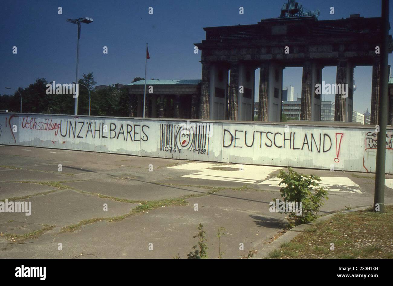 The Berlin Wall at the Brandenburg Gate with the word 'Census, Germany ...