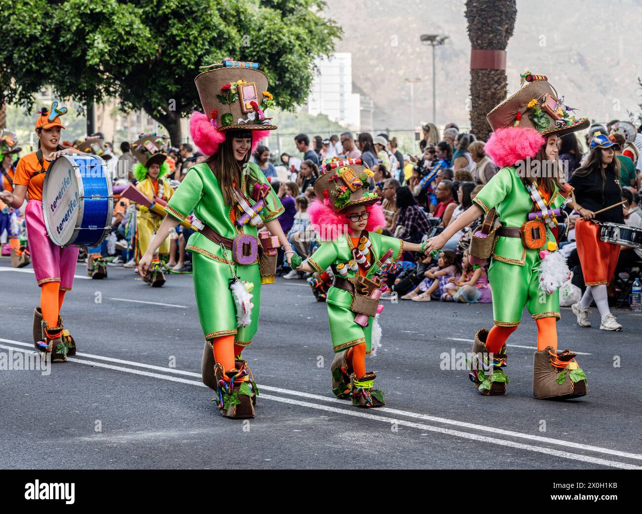 Group of people in very elaborate costumes in the Tenerife carnival ...