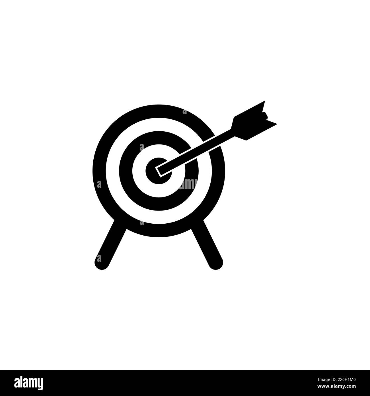 Target with Arrow in Bullseye flat vector icon. Simple solid symbol ...
