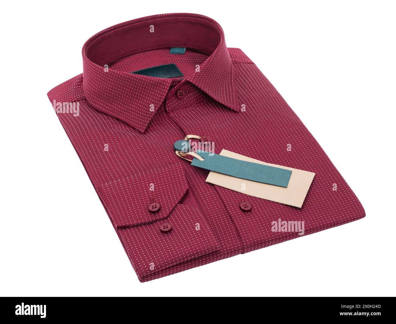 Red folded long sleeve shirt with a pattern in the shape of small white ...