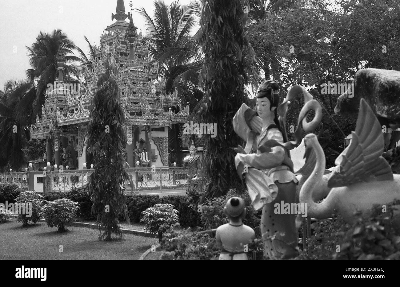 Burmese temples and figures in Penang in Malaysia (undated picture ...
