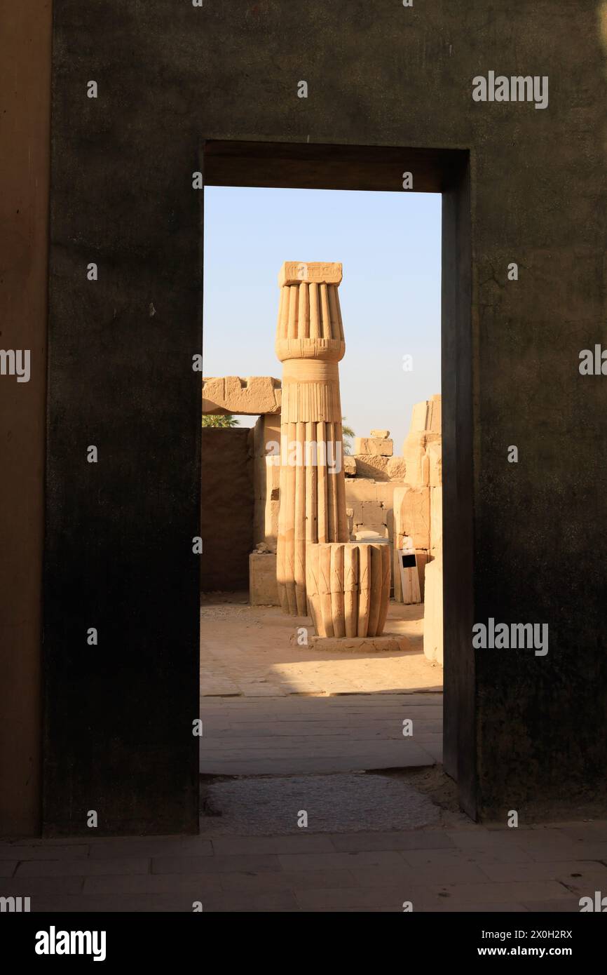 View of columns through a doorway, Karnak Temple of Pharaoh Senusret 1 ...