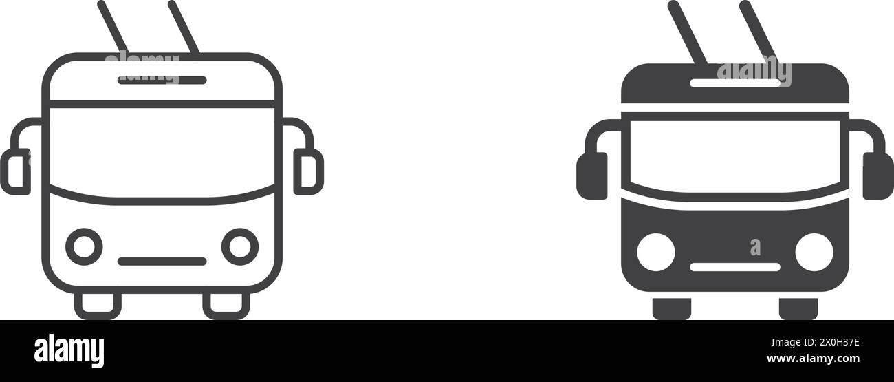 Trolleybus icon in flat style. Electric bus vector illustration on ...