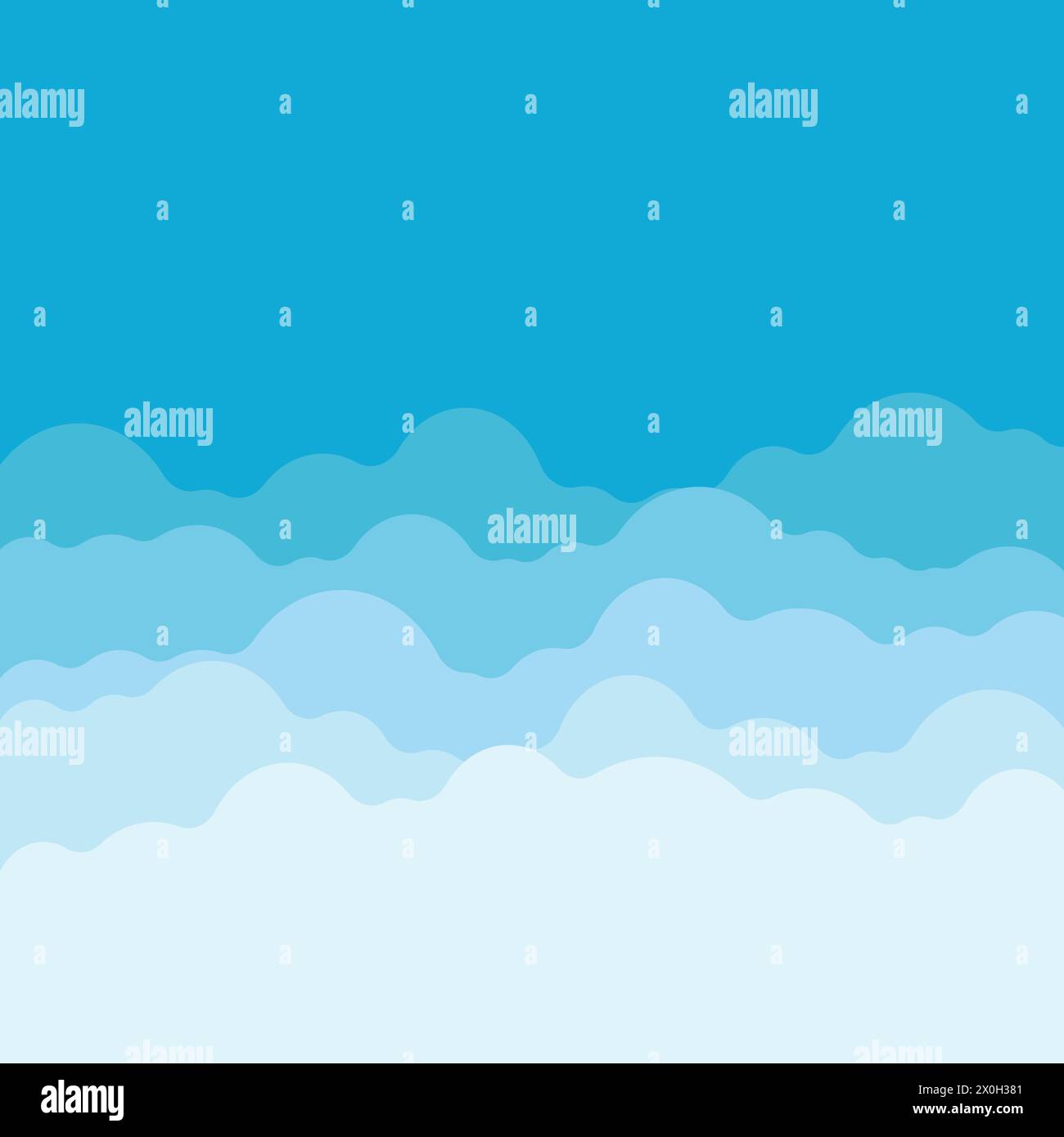 Blue sky with white clouds in flat style. Airy atmosphere vector ...