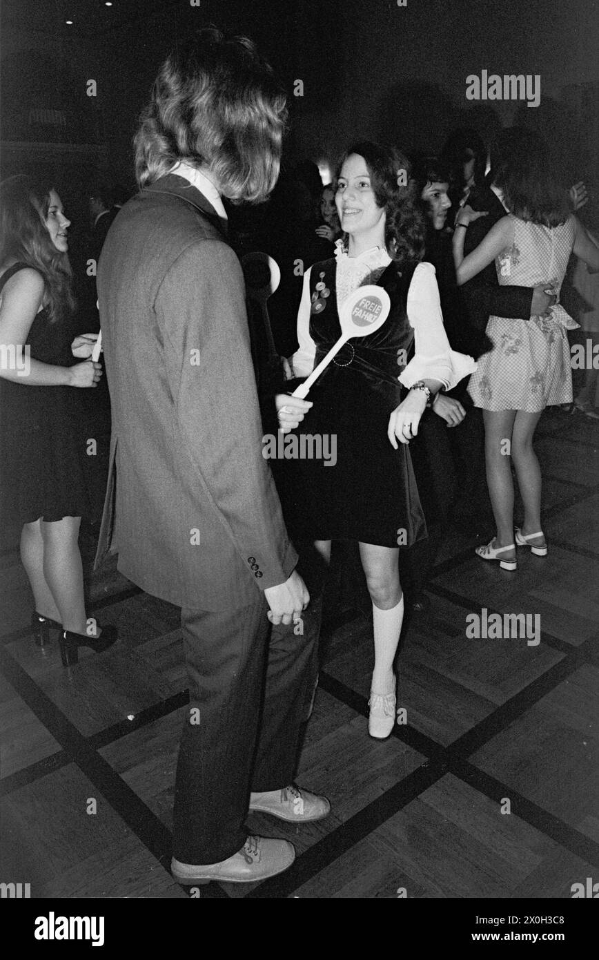 Young people dance standard dances at a prom after completing their ...