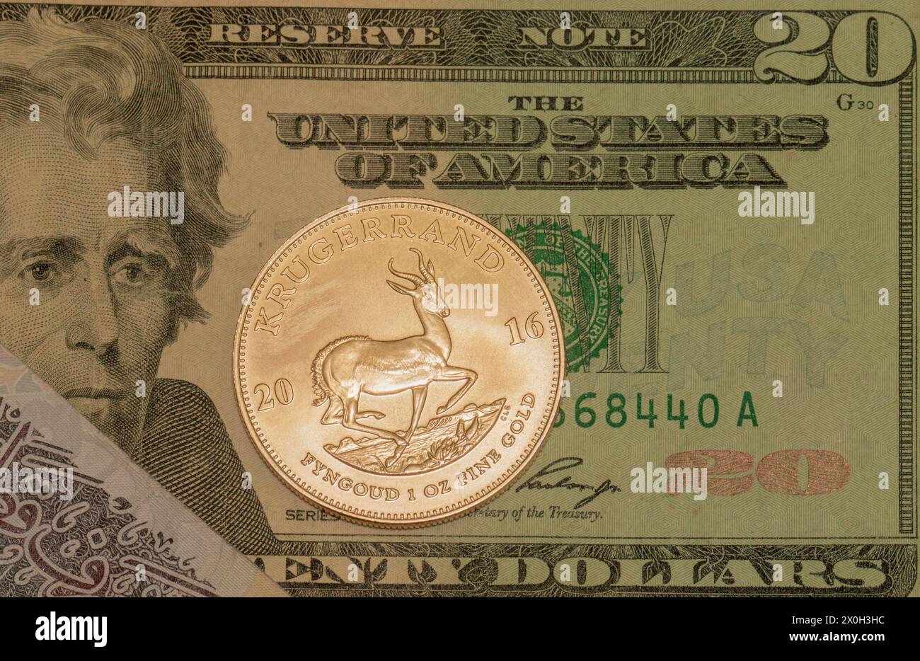 one ounce original 24 carat South African Kruger rand gold coin vs with ...