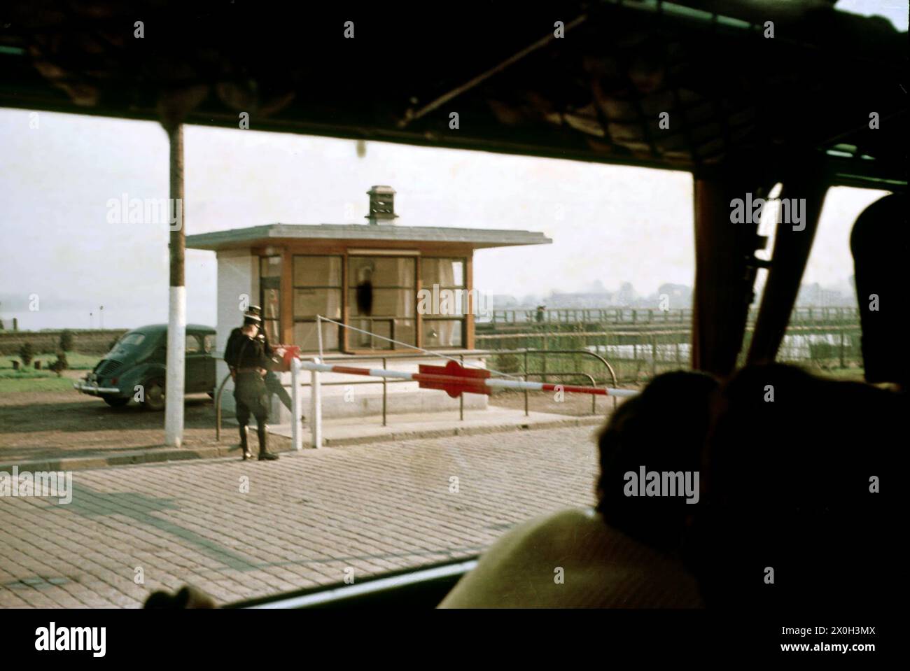 View of the Franco-German border with barrier Stock Photo - Alamy