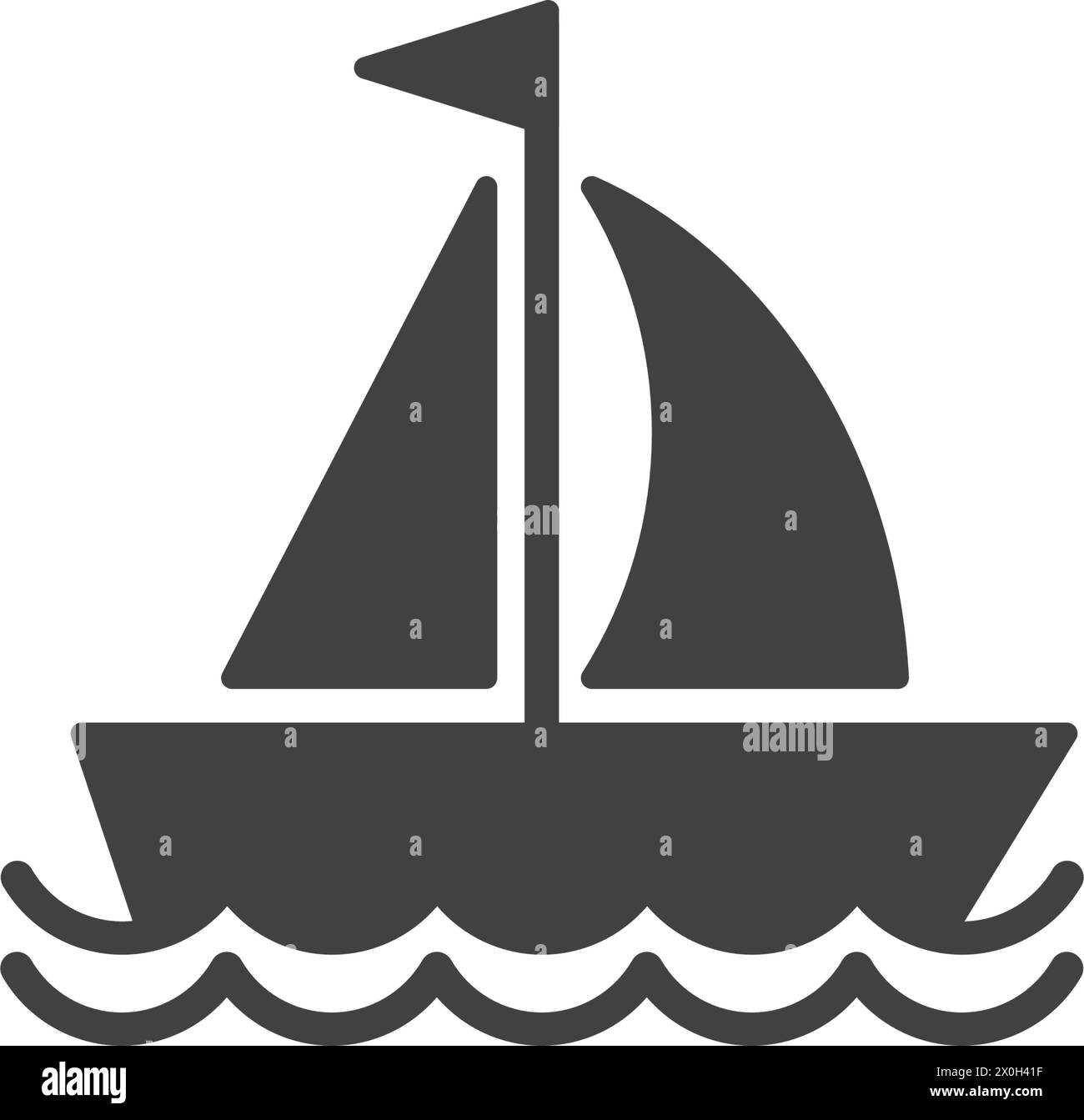 Sailboat icon in flat style. Ship vector illustration on isolated ...