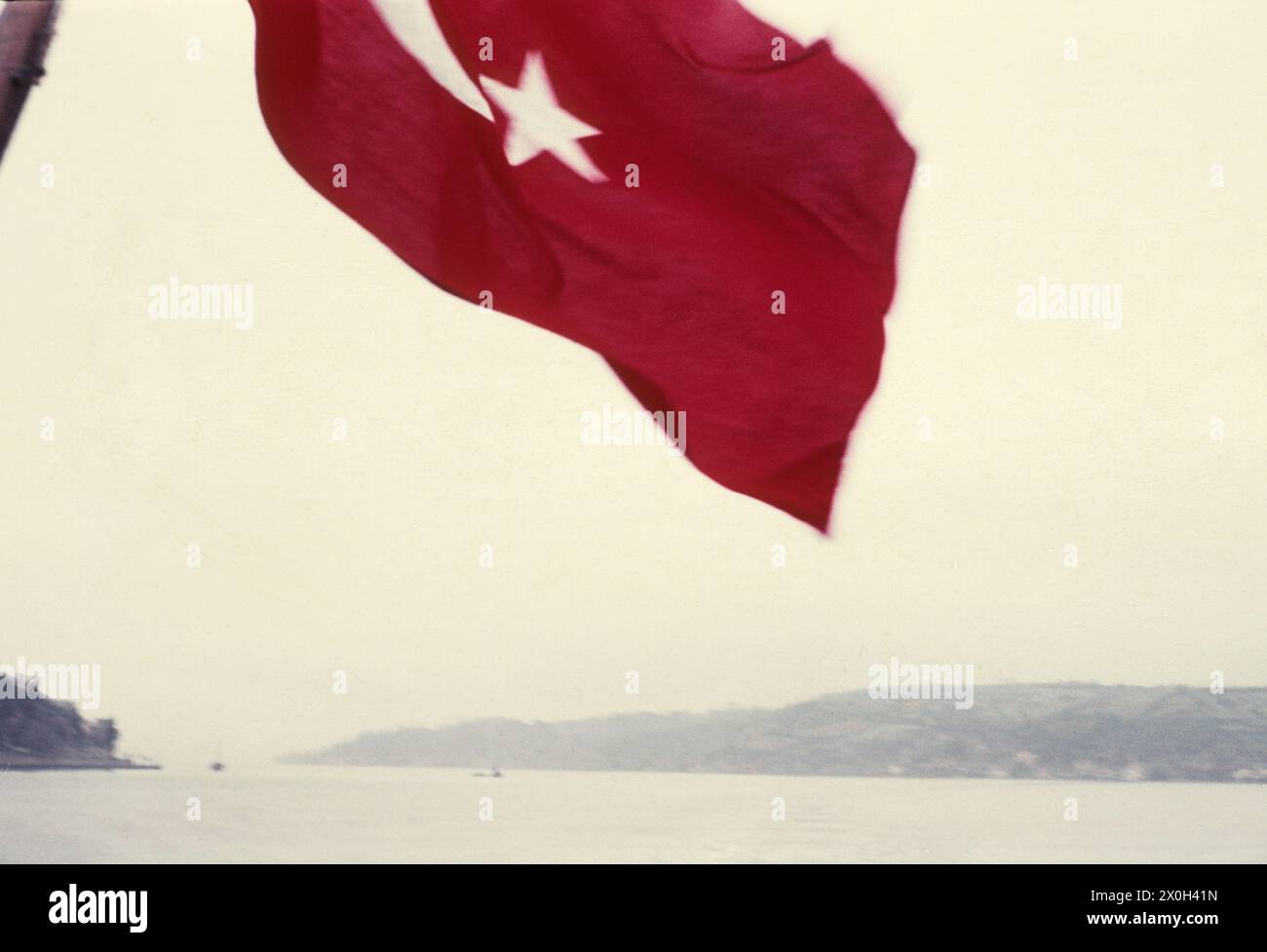 Turkish ship's flag on the Bosporus [automated translation] Stock Photo ...