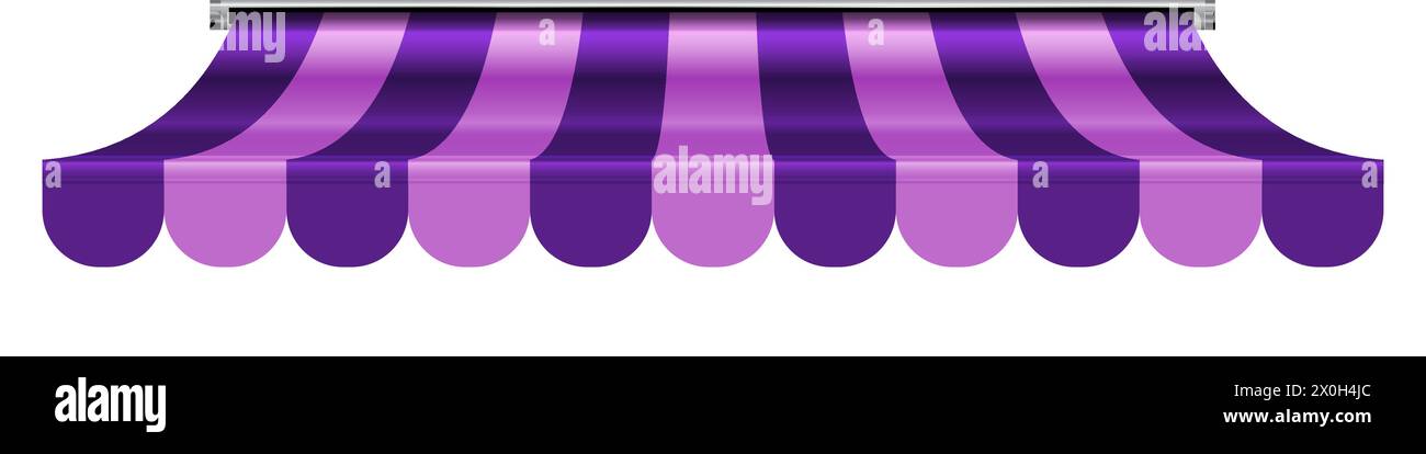Shop awning tent. Cafe sunshade, store canopy, striped roof with pink ...