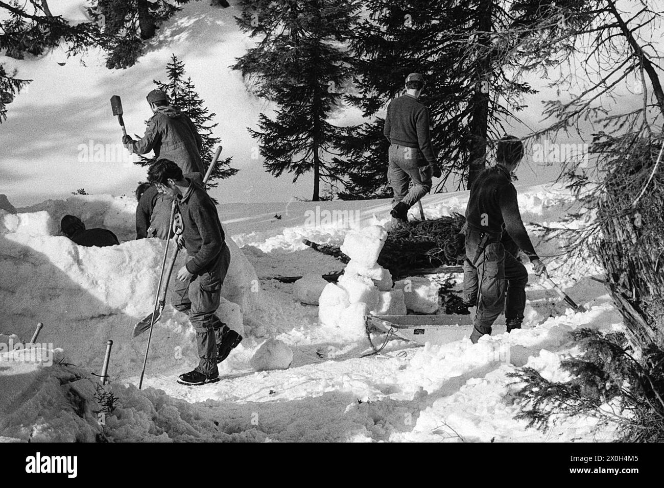 In dry, sunny weather, building the winter bivouac is (almost) fun ...