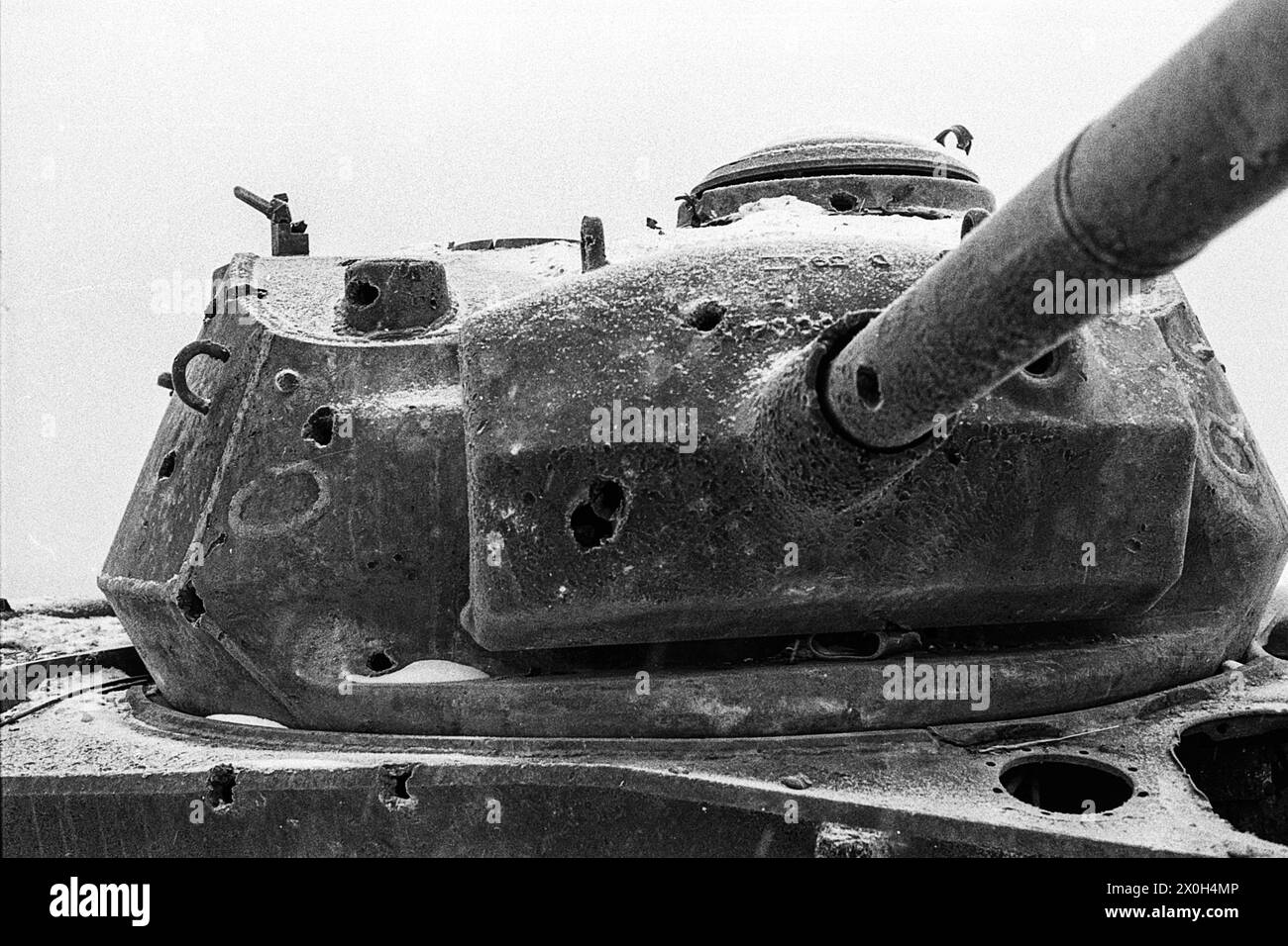 Troop exercise: The turret of an M 48 tank hit several times by ...
