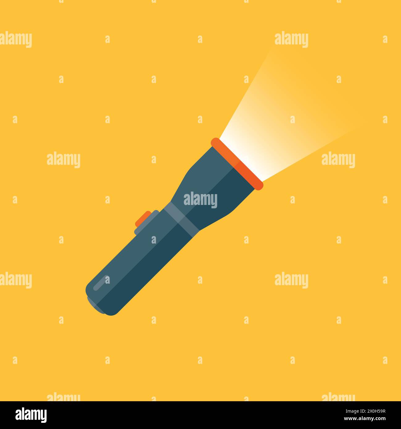 Flashlight icon in flat style. Electric lamp vector illustration on ...