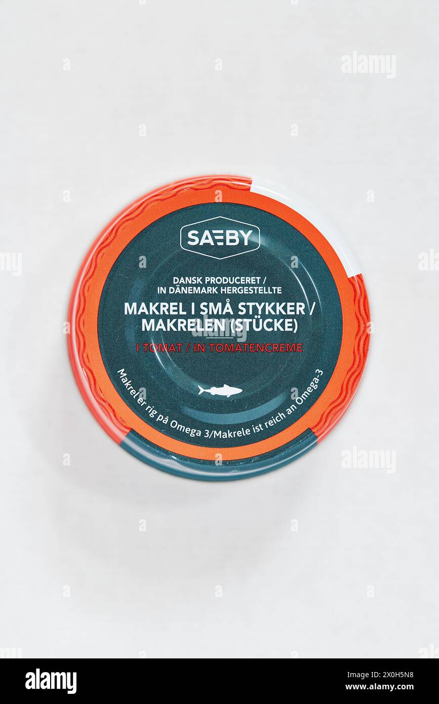 Saeby, mackerel in tomato sauce, can; Denmark Stock Photo - Alamy