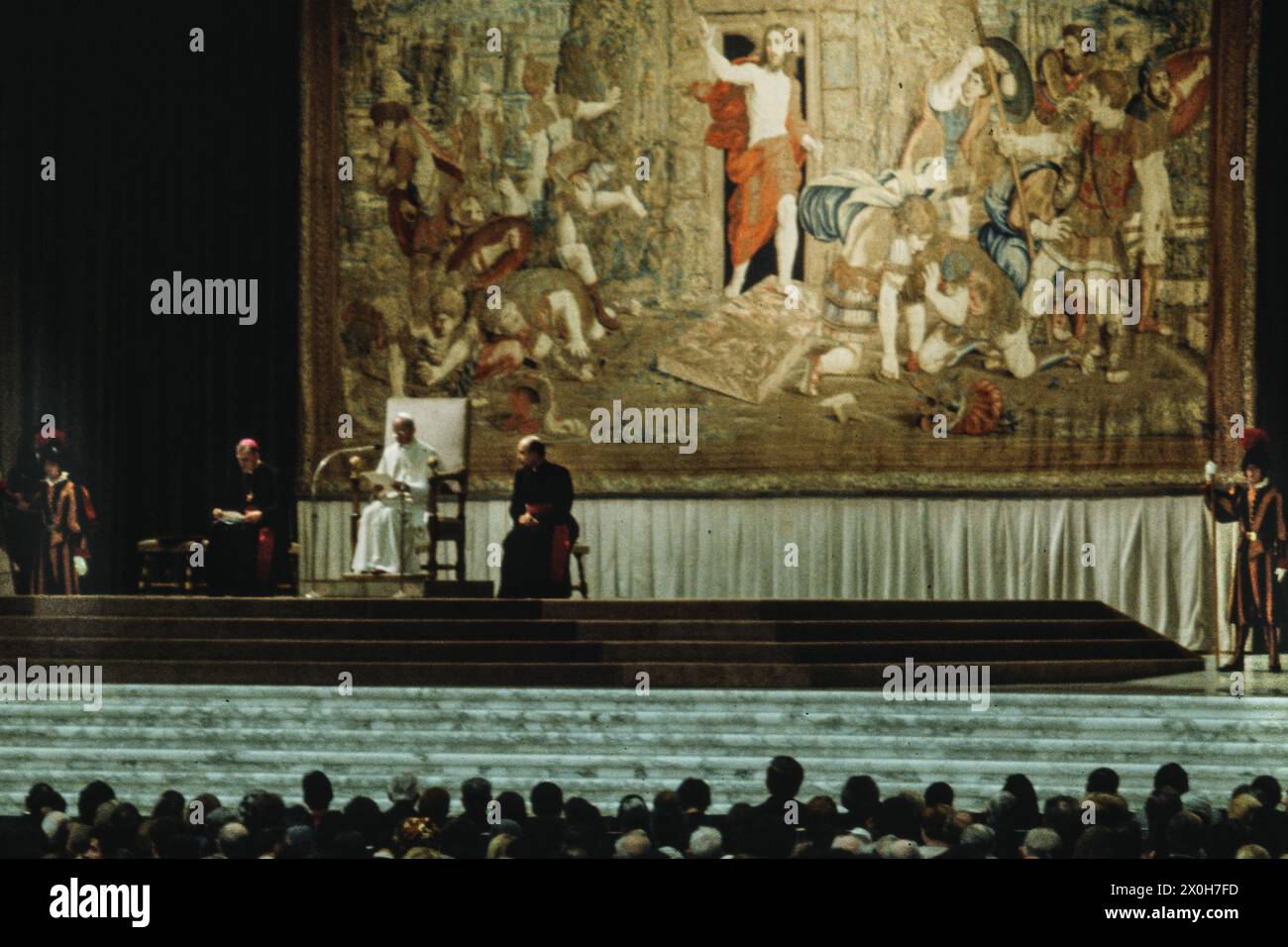 Pope Paul VI reading out his message in the Vatican Audience Hall. A ...