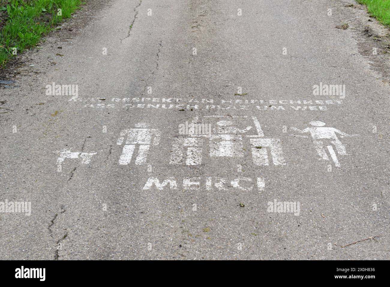 road marking asking for respect for all on the road Stock Photo - Alamy