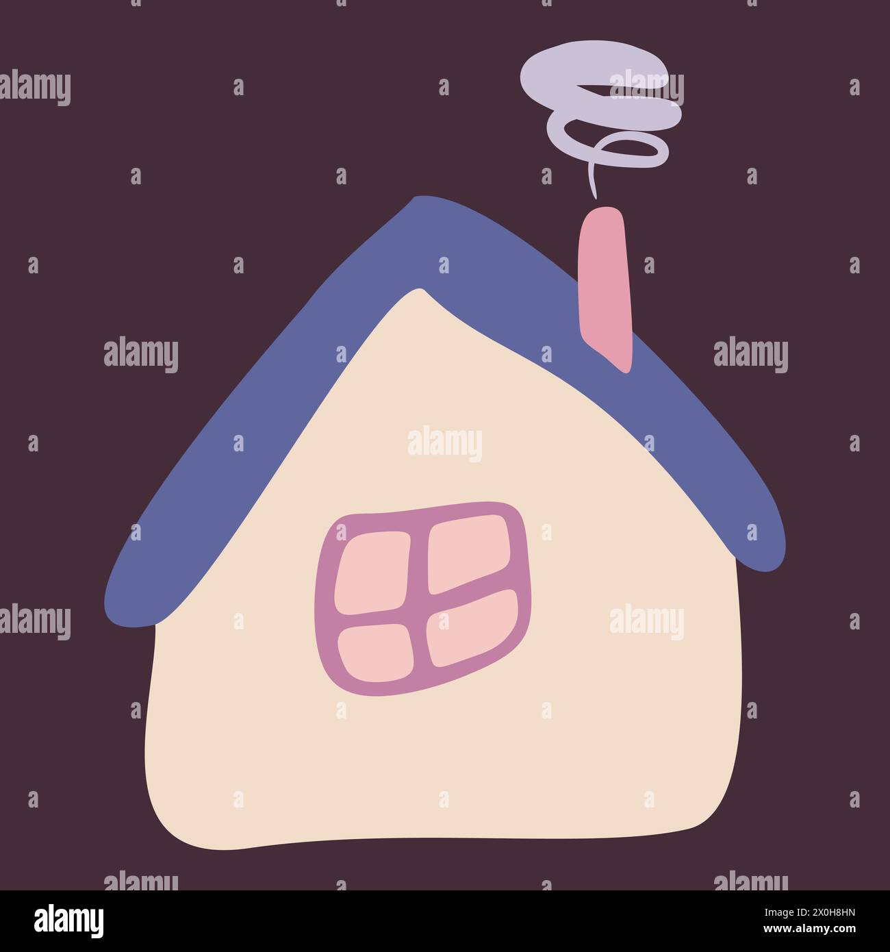 Small Colorful crooked house in Flat style with Smoke from Chimney ...