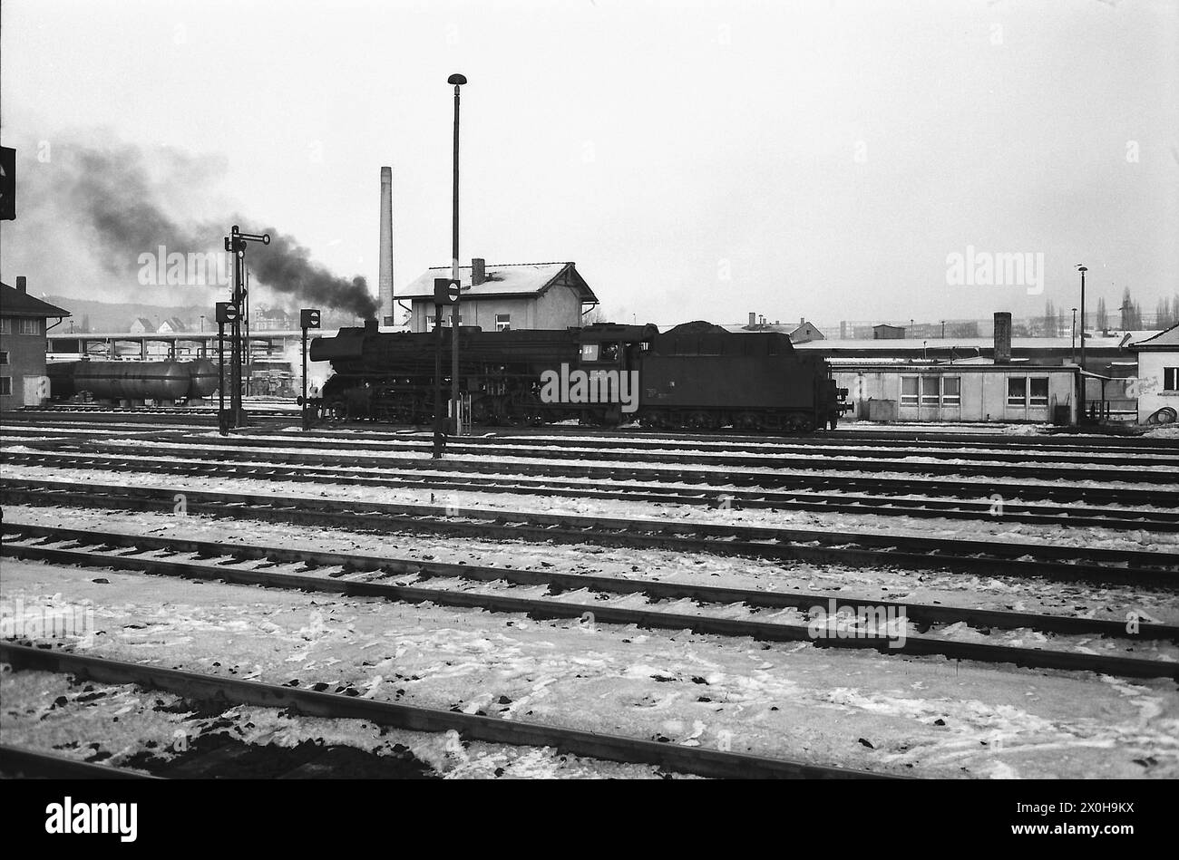 Steam locomotive buffer station Black and White Stock Photos & Images ...