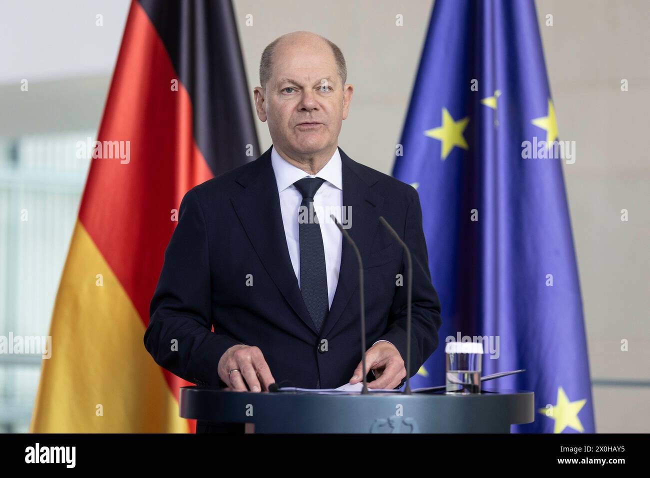 Berlin, Germany. 12th Apr, 2024. Olaf Scholz (SPD), Federal Chancellor ...